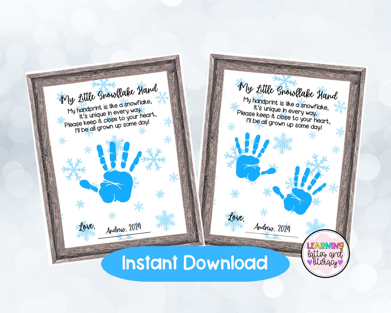 Snowflake Handprint Poem and Craft Template Winter Preschool ...