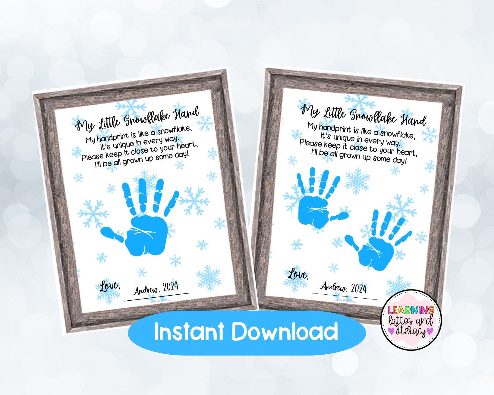 Snowflake Handprint Poem and Craft Template Winter Preschool ...