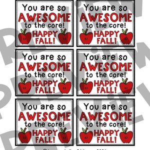 Apple Fall Treat Tags: Student/teacher Gift Tags (PDF) - Etsy