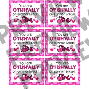Summer Break Goldfish Student Gift Tags Ofishally Summer Goldfish Treat ...