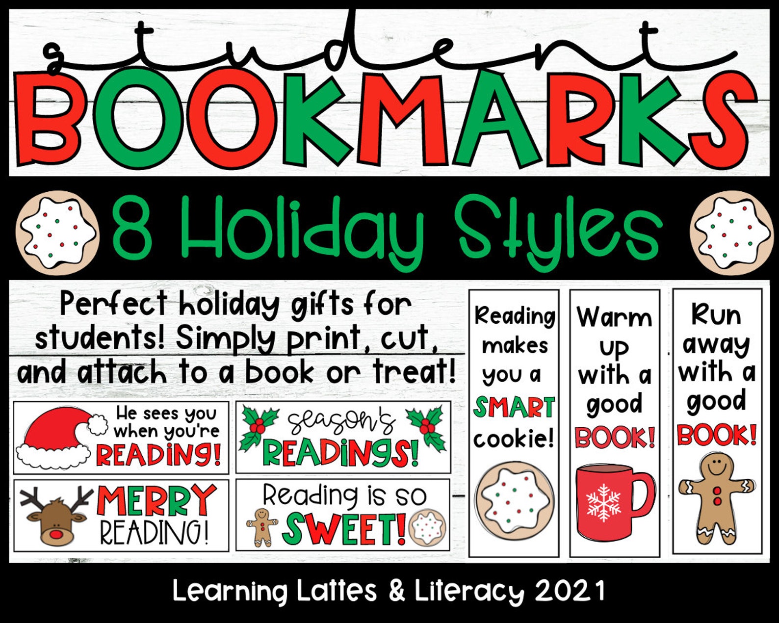Christmas Bookmarks for Students Holiday Bookmarks Merry - Etsy