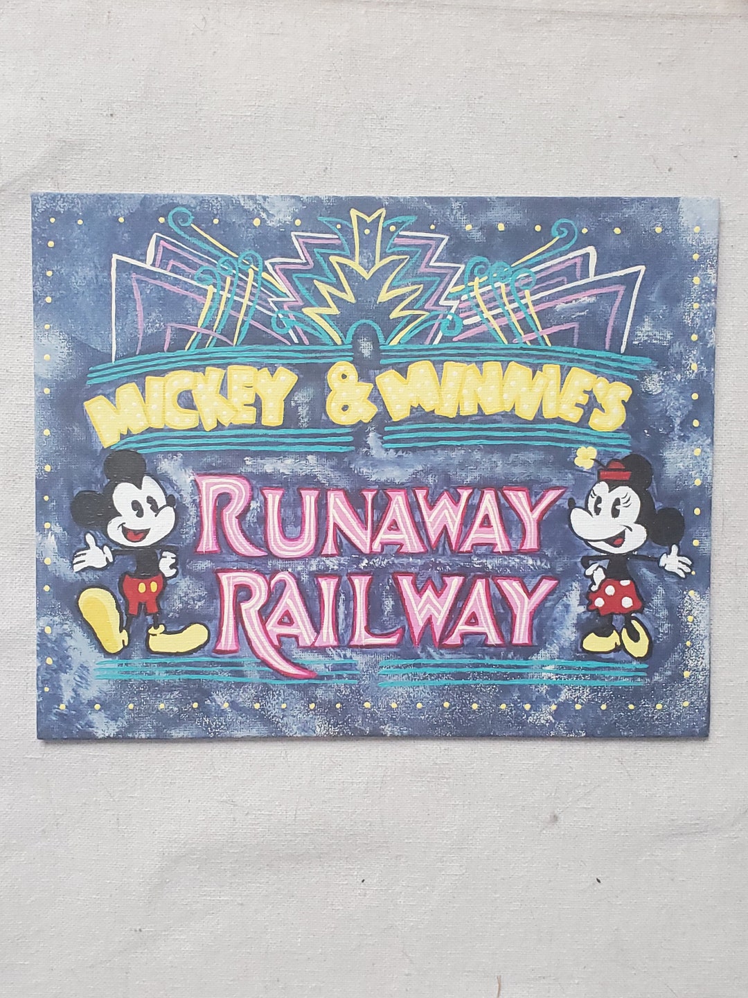 Mickey and Minnie's Runaway Railway Sign Painting - Etsy