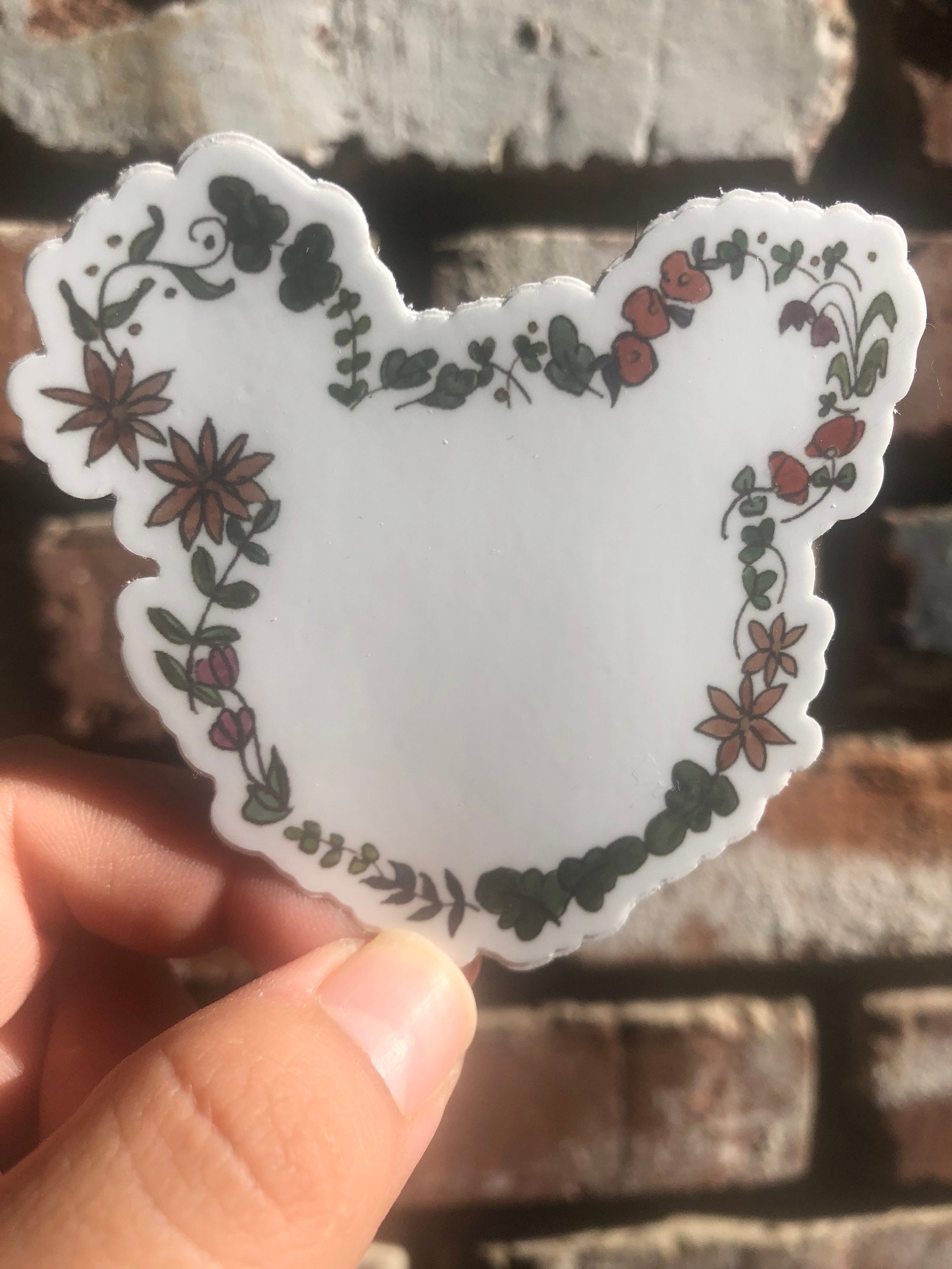 Floral Wreath Mickey Head Sticker | Floral Mickey Sticker | Notebook ...