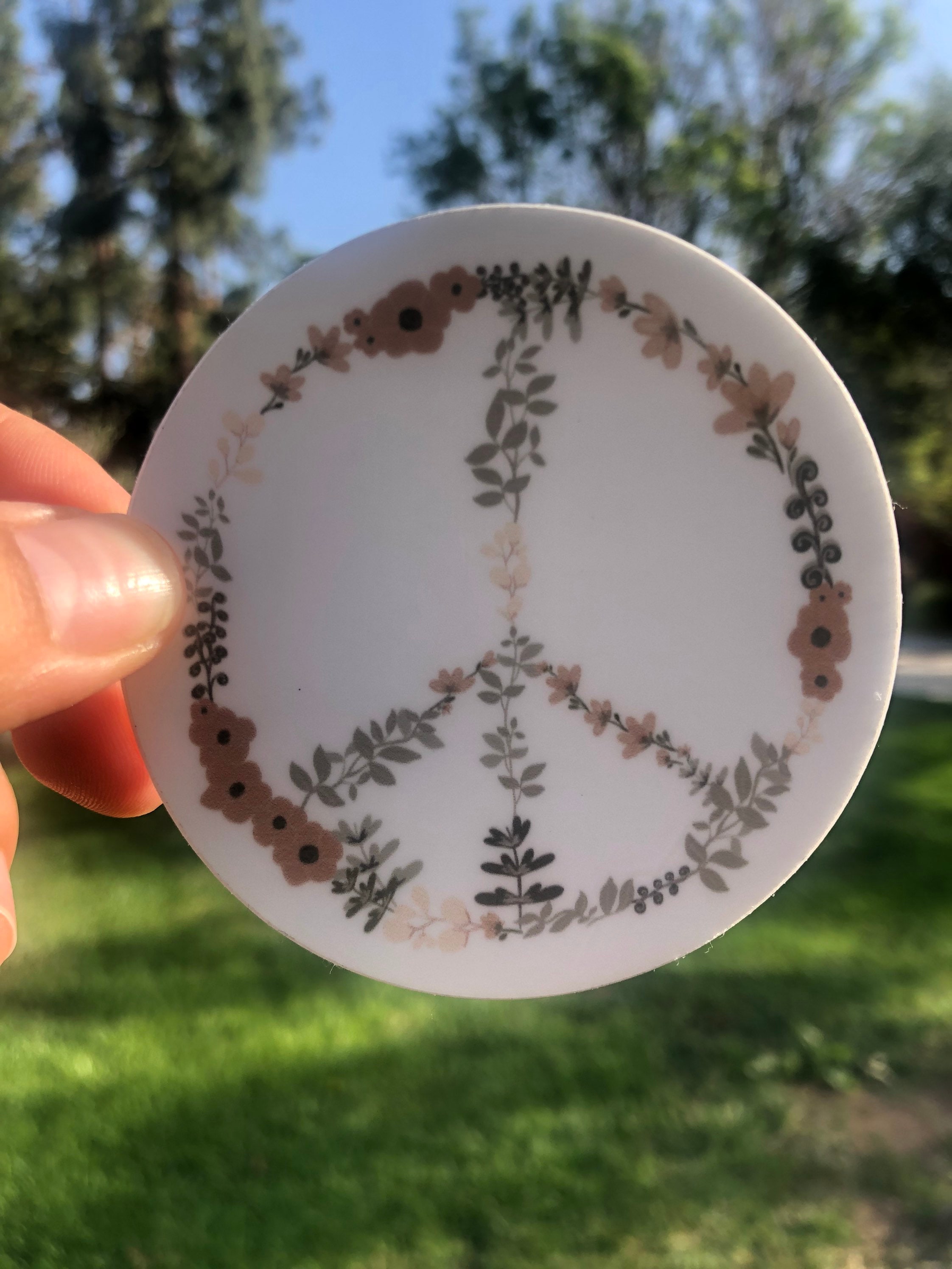 Floral Peace Sign Sticker | Peace Sign Sticker | Cute Flowers Peace ...