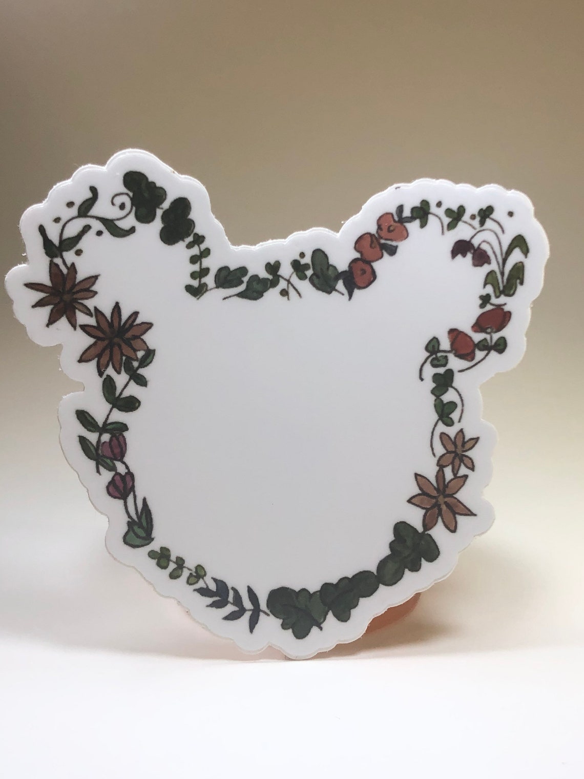 Floral Wreath Mickey Head Sticker | Floral Mickey Sticker | Notebook ...