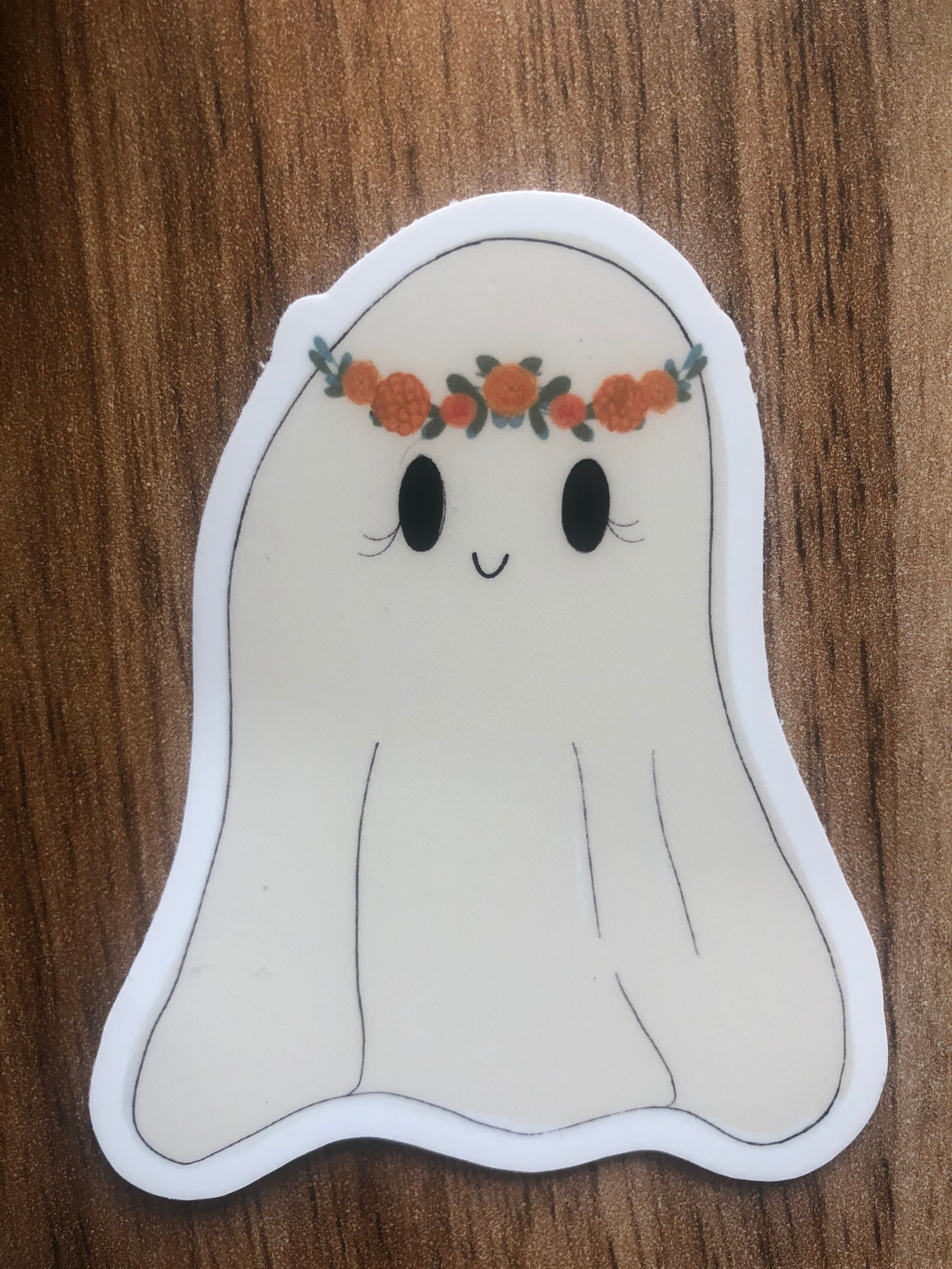Flower Crown Ghost | Cute Ghost Sticker | Marigold Flower Crown - Etsy
