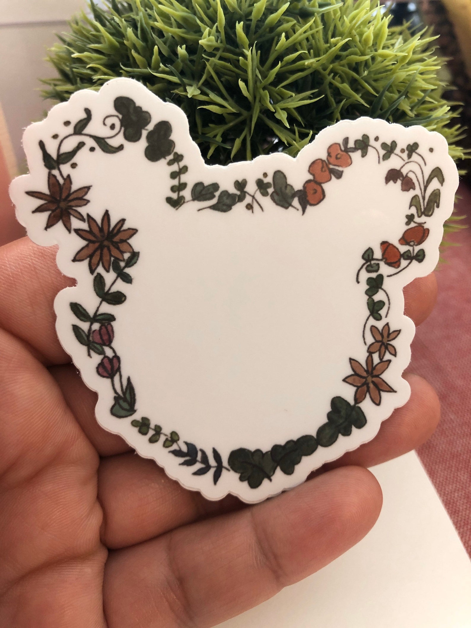 Floral Wreath Mickey Head Sticker | Floral Mickey Sticker | Notebook ...