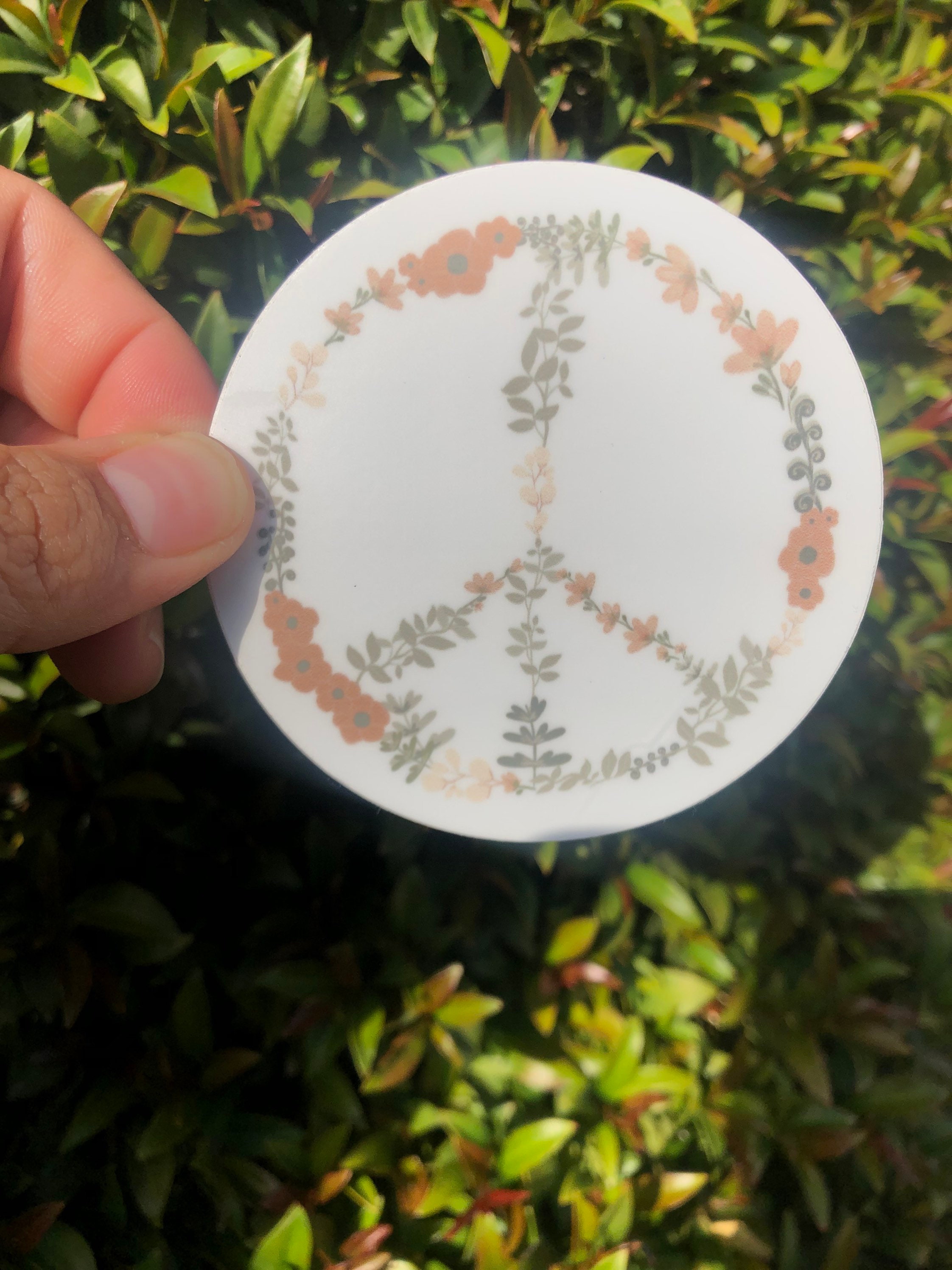 Floral Peace Sign Sticker | Peace Sign Sticker | Cute Flowers Peace ...