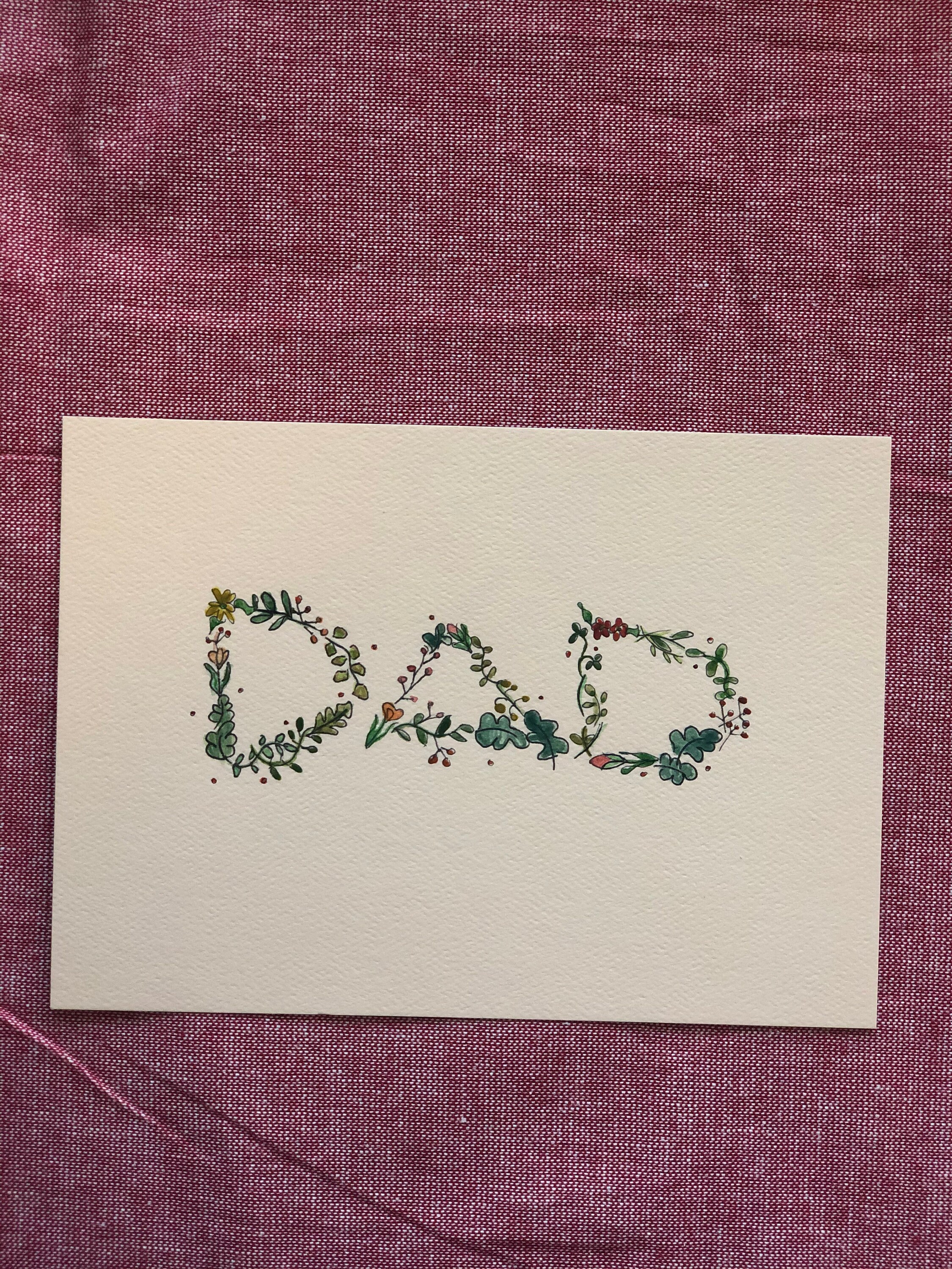 DAD Postcard Watercolor Cute Dad Card Happy Dads Day Dad Card Custom ...