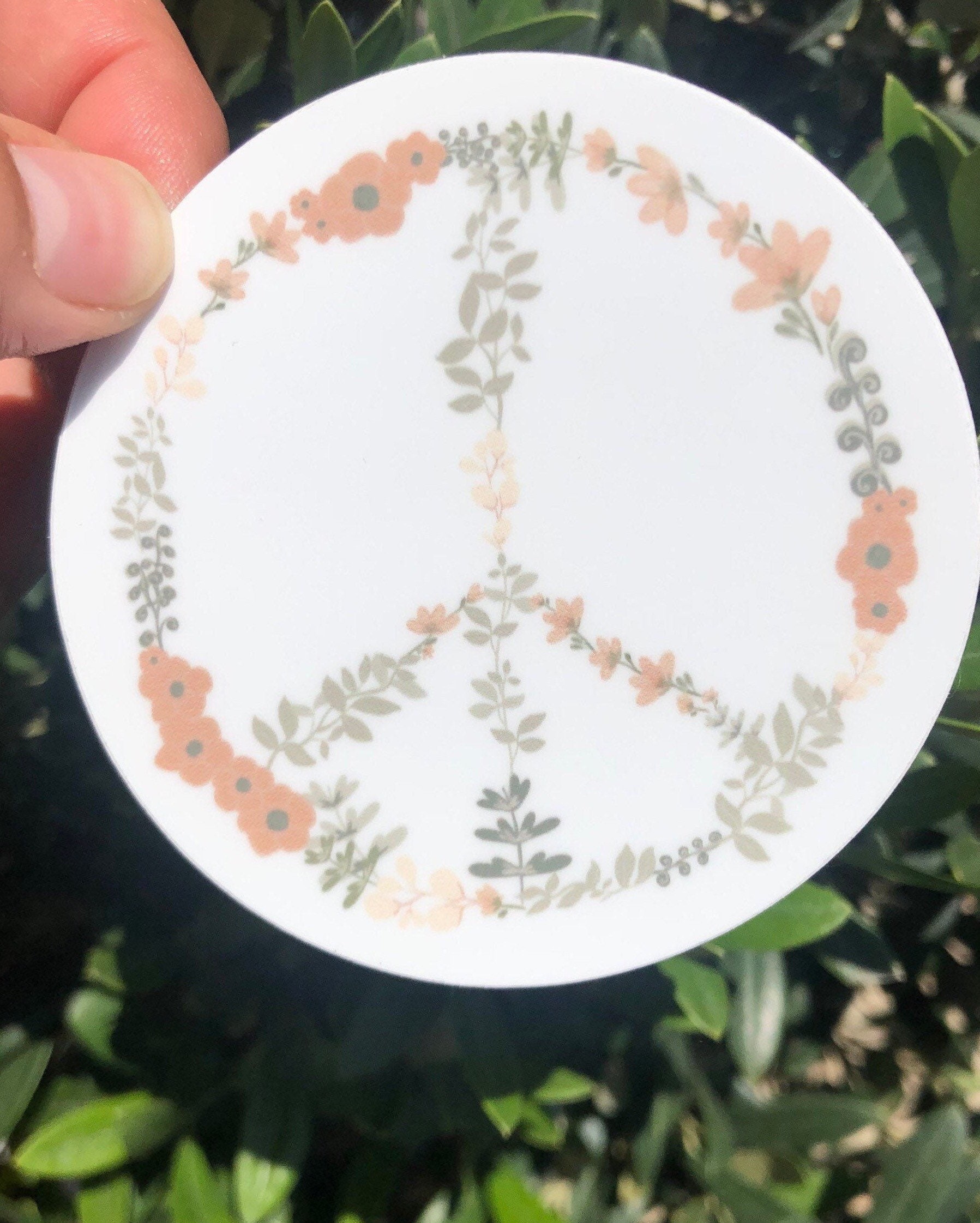 Floral Peace Sign Sticker | Peace Sign Sticker | Cute Flowers Peace ...