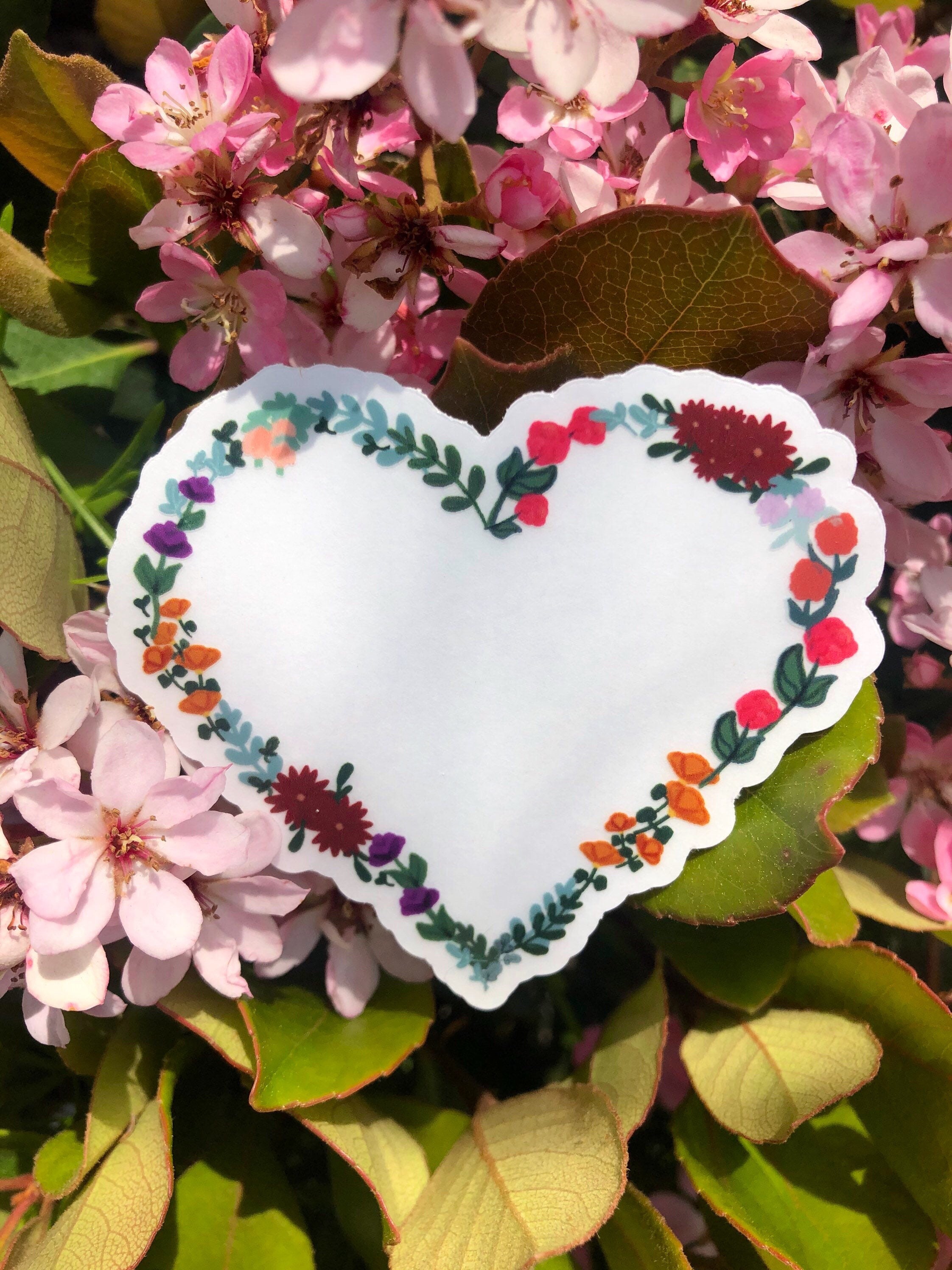 Heart Flower Sticker Valentines Day Floral Sticker Sticker Heart - Etsy.de