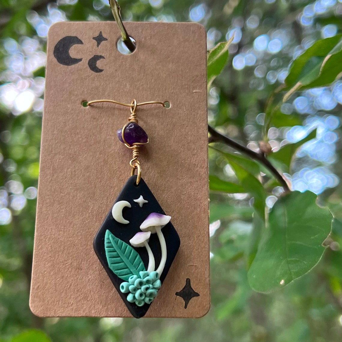 Witchy Mushroom Moon Pendant Glow in the Dark - Etsy