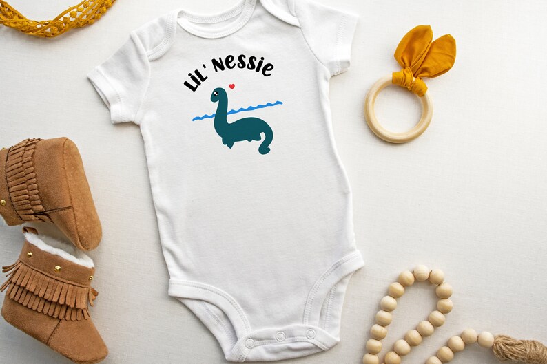 Lil' Nessie Baby Bodysuit Bodysuit, Loch Ness Monster Gift, Nessie Baby ...