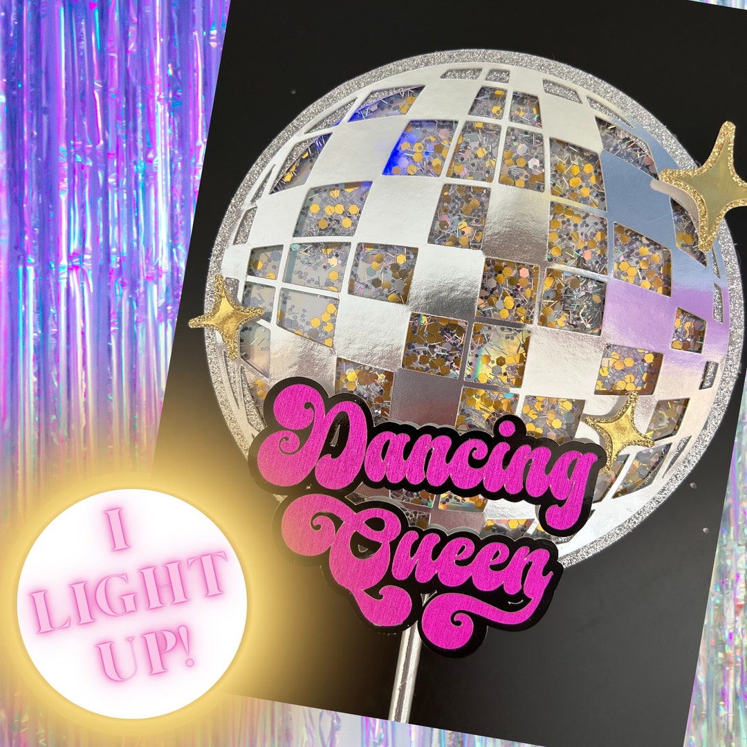 Light up Personalized Disco Ball Shaker Cake Topper | Disco Ball Cake ...