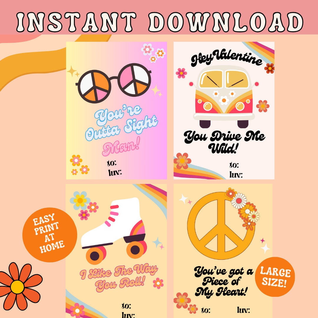 Groovy Valentines Printable Valentines Kids Valentines Unique Printable ...