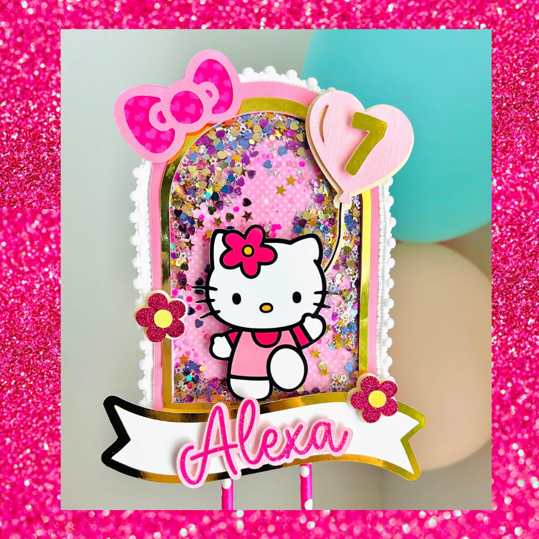 Pink Kitty Cake Shaker Cake Topper Pink Kitty Cake Topper Kawaii Kitty ...