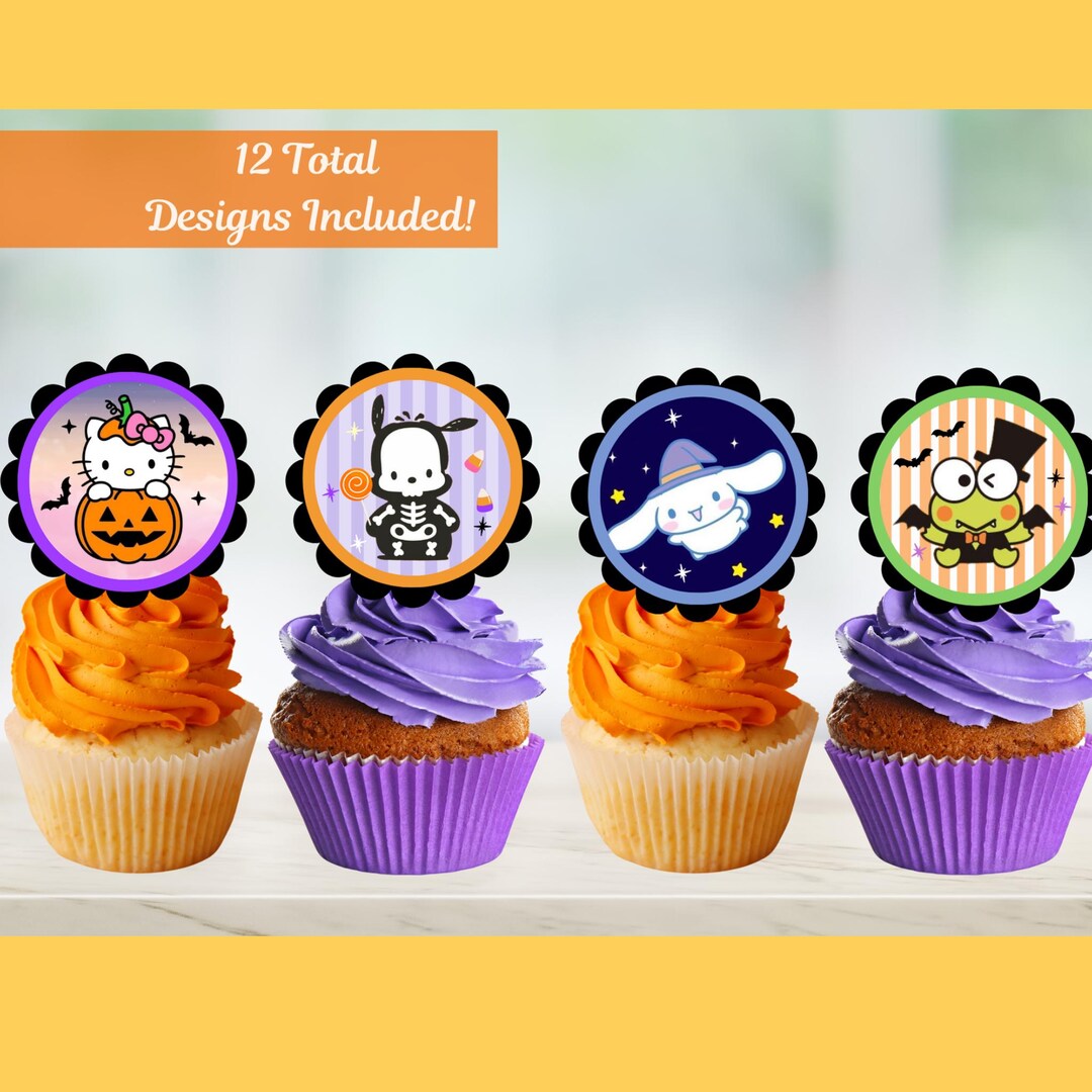 Halloween Kitty Cupcake Toppers Kitty Cupcake Printable Toppers Kawaii ...