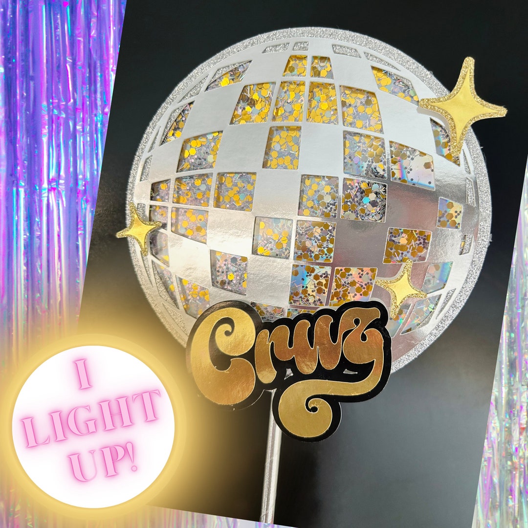 Light up Personalized Disco Ball Shaker Cake Topper | Disco Ball Cake ...