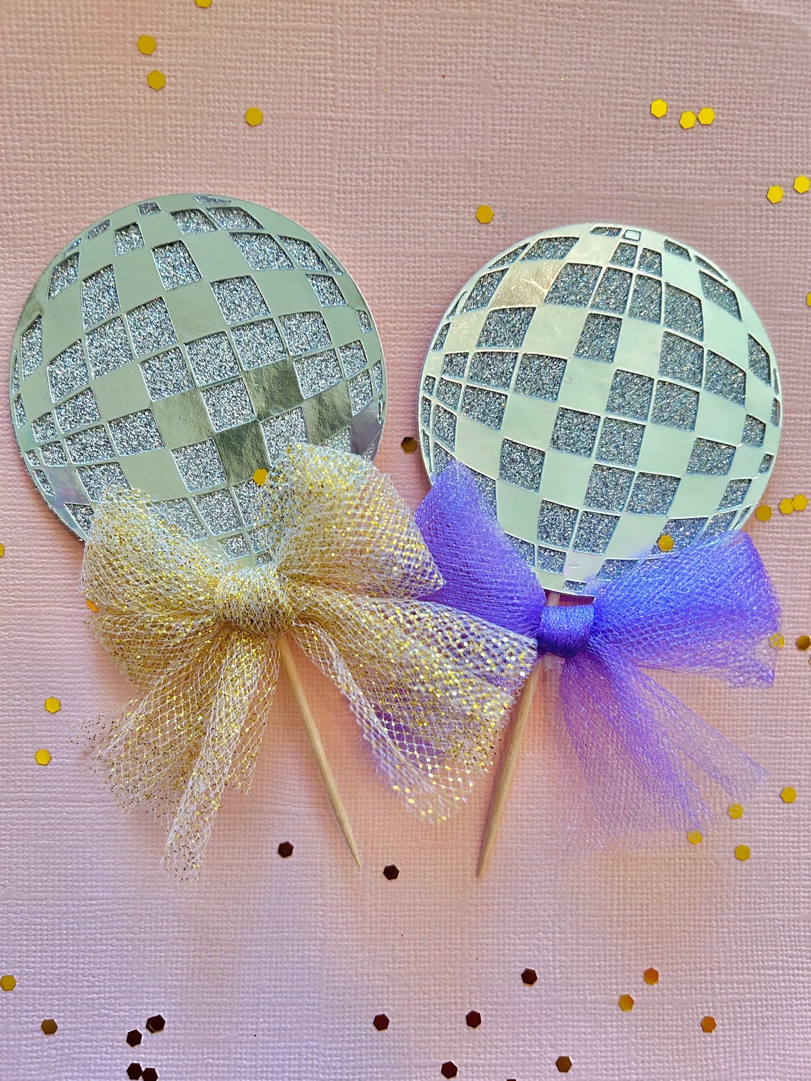 Disco Ball Cupcake Toppers She's Tying the Knot Cupcake Toppers ...