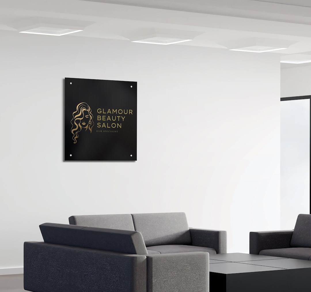 Square Custom Black Acrylic Sign Business Storefront Personalized Sign ...