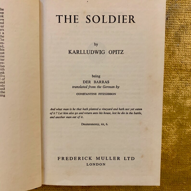 The Soldier by Karlludwig Opitz, Vintage Hardback Novel 1954 - Etsy
