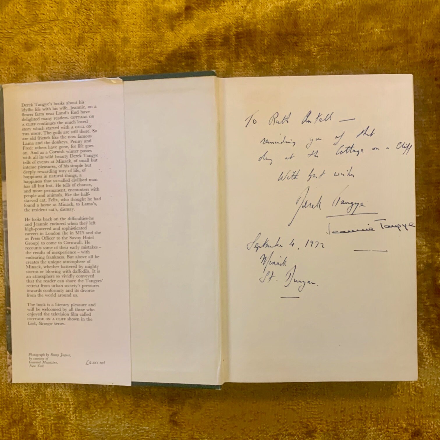 Signed First Edition 1972 Cottage on a Cliff by Derek Tangye - Etsy
