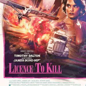 Licence to Kill LARGE FORMAT Retro Painted James Bond 007 Movie Poster ...