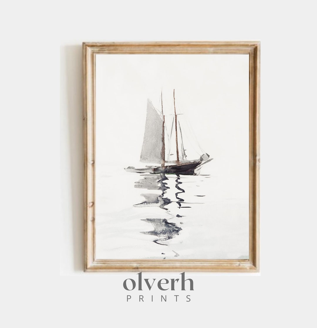 VINTAGE SAILBOAT Painting Wall Art: Sailboat Art Print, Vintage Art ...