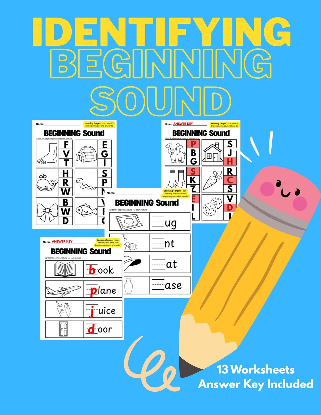 Identifying Beginning Sound Worksheets - Etsy