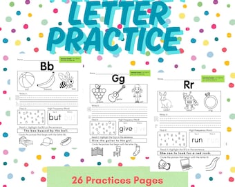 Alphabet Worksheet Packet - Letters A to Z - Etsy