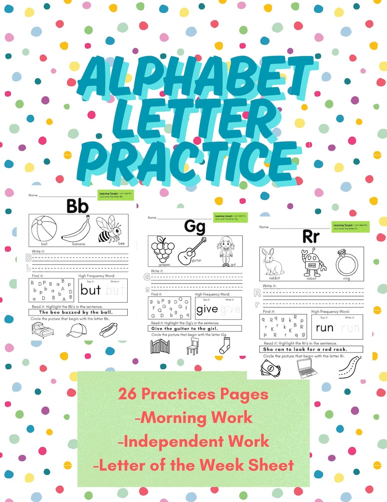 Alphabet Worksheet Packet - Letters A to Z - Etsy