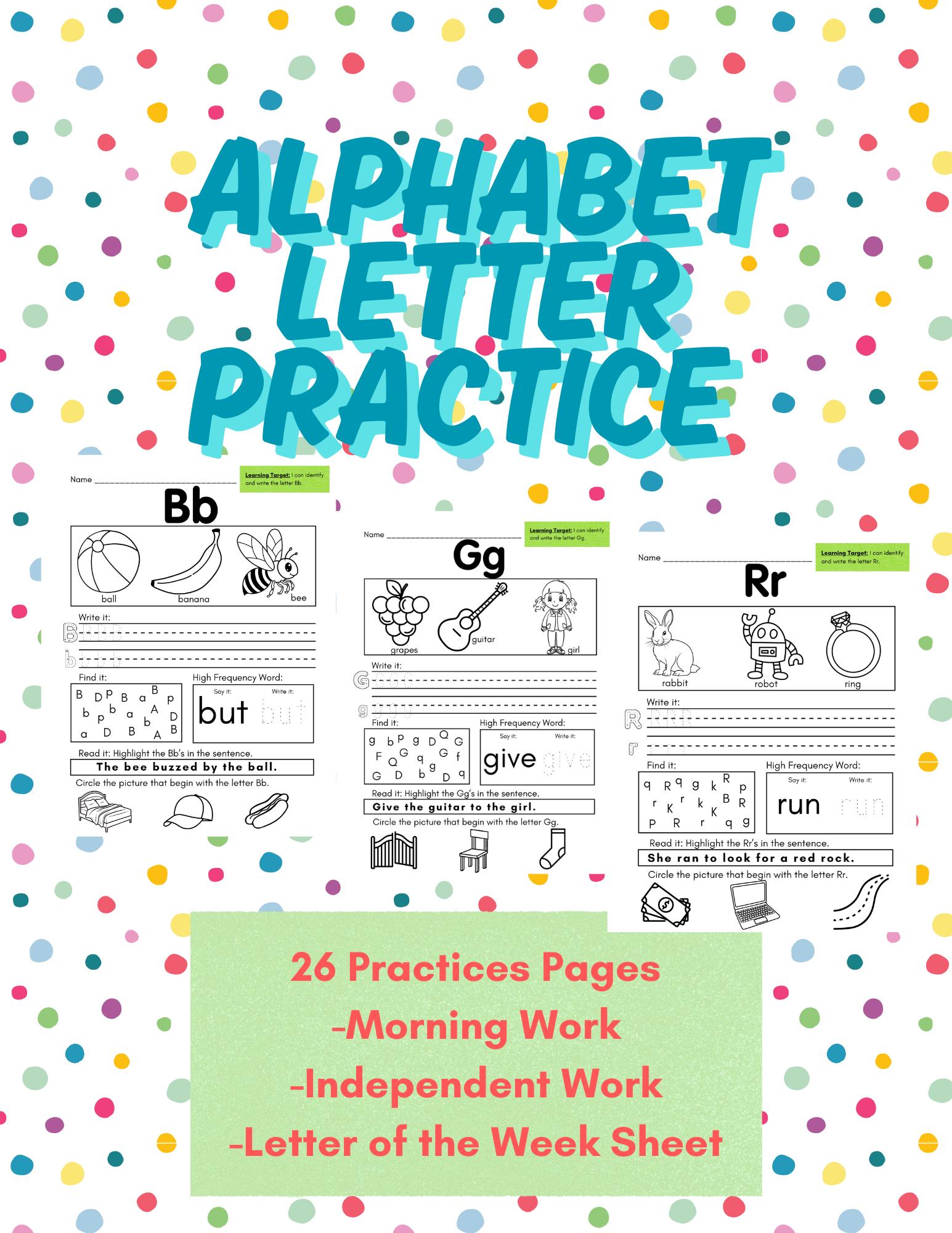 Alphabet Worksheet Packet - Letters A to Z - Etsy