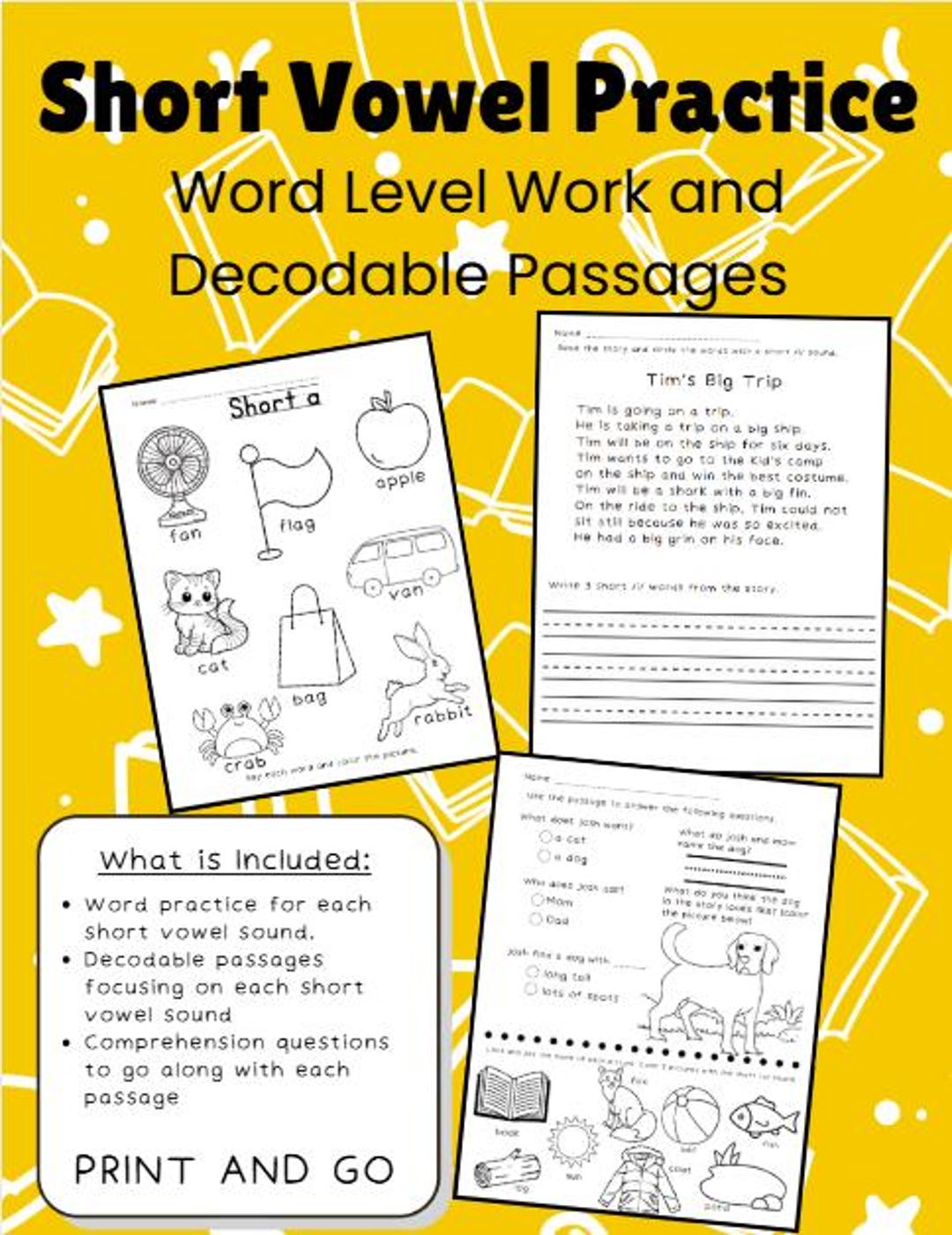 Short Vowel Sound Practice – NO PREP Phonics & Decodable Reading Packet ...