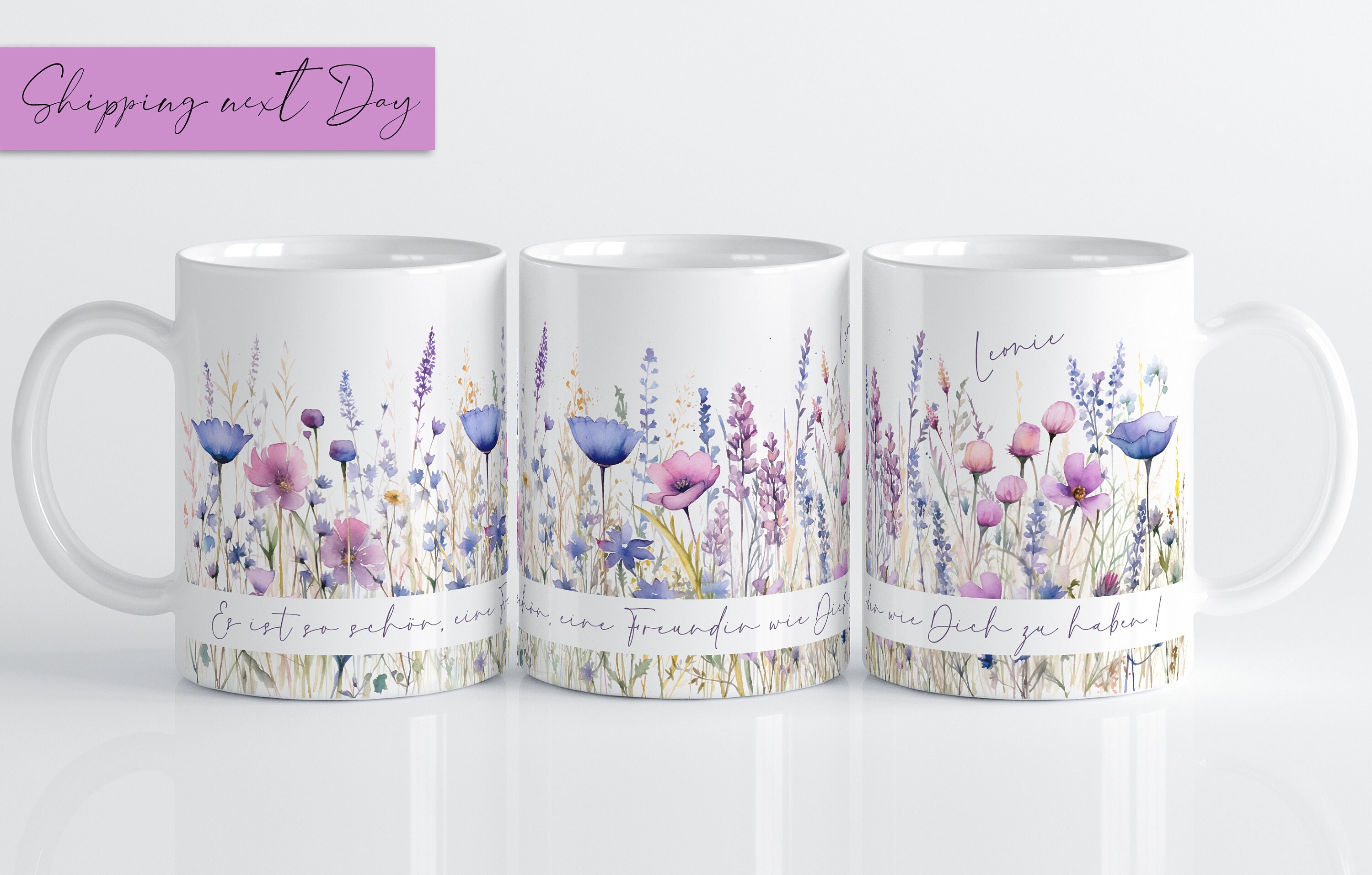 Ceramic Cup Personalized With Name Cup Flowers Wildflowers Cup - Etsy