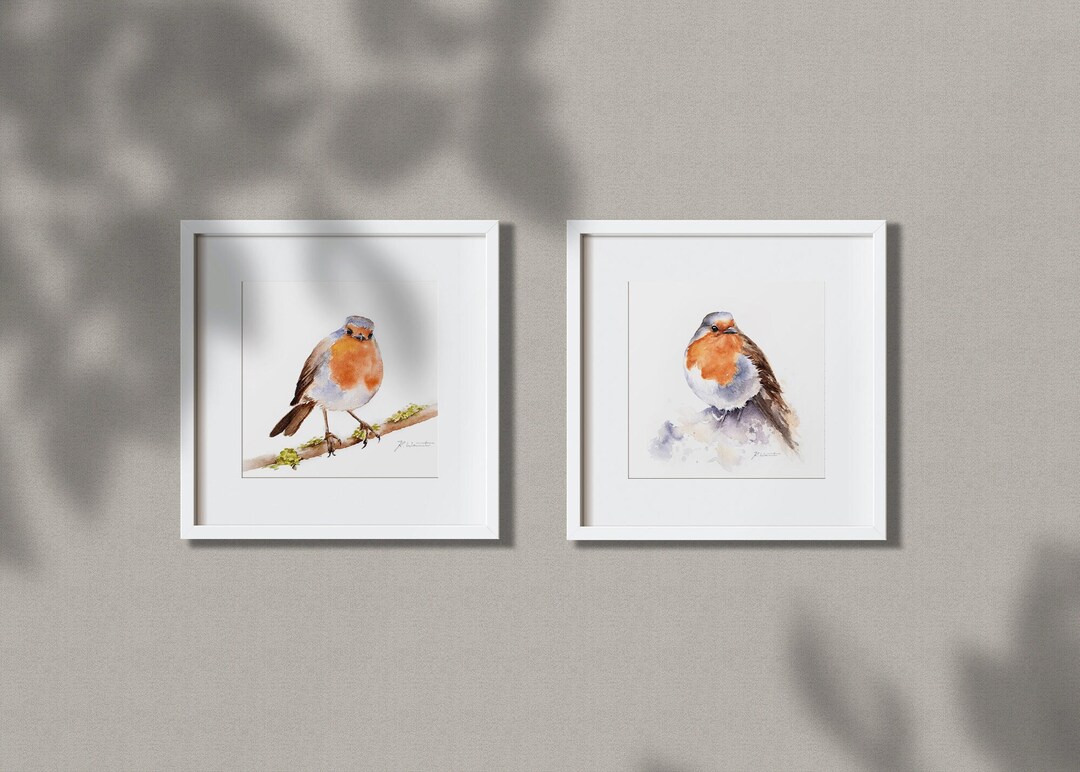Watercolor Pictures Set Watercolor Pictures Art Print Robin Watercolor ...