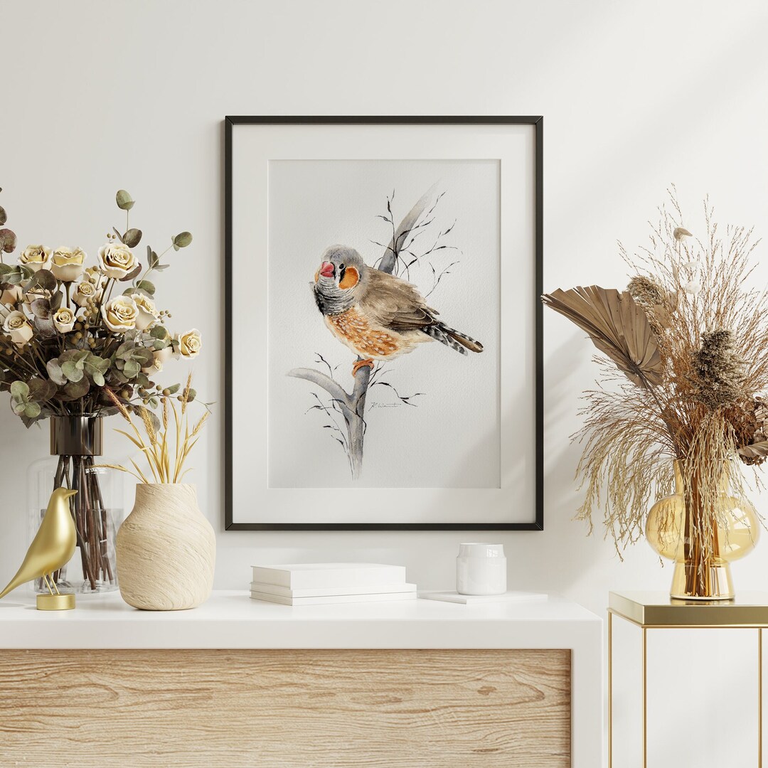 Fine Art Print Nursery Decor - Animal Watercolor Painting - Zebra Finch ...