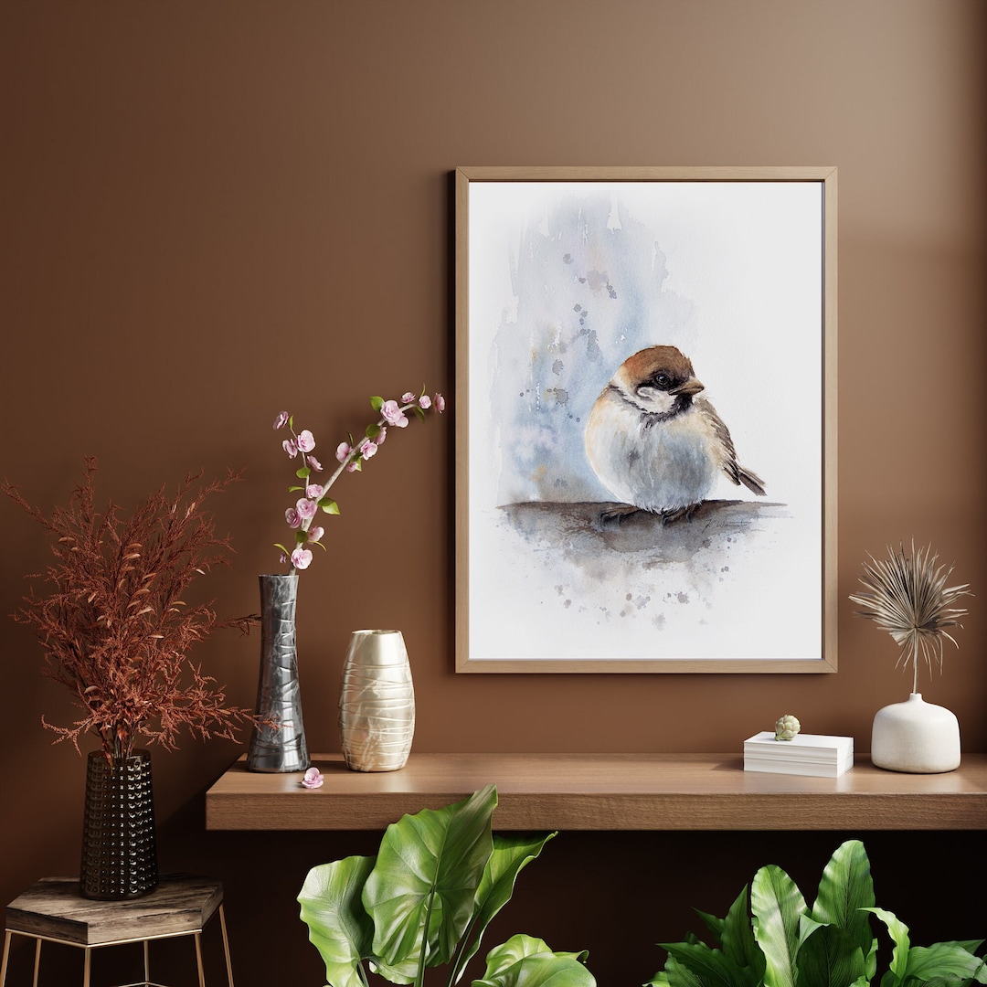 Spatz Sperling Vogel Aquarell Kunstdruck | Vogel Aquarell Bilder ...