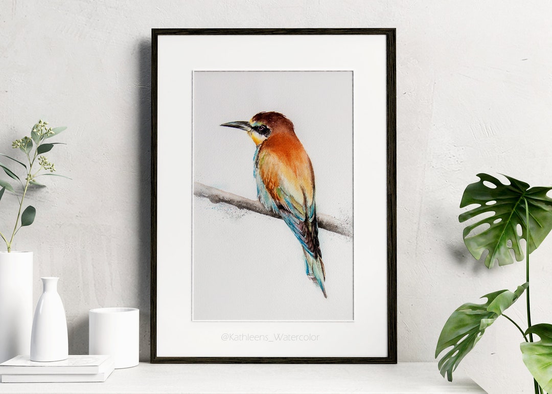 Giclée Fine Art Print, Bee Eater, Watercolor Painting Hand Painted ...