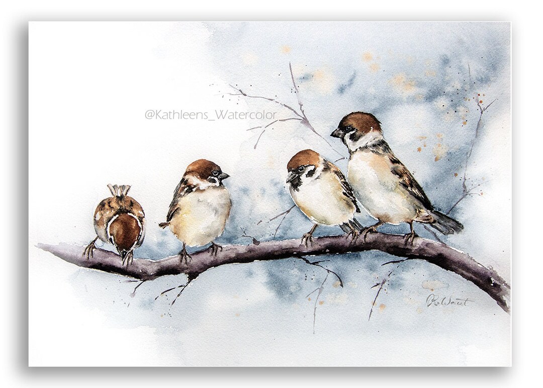 Sperlinge Spatzen Fine Art Kunstdruck Vogel Aquarell - Etsy.de