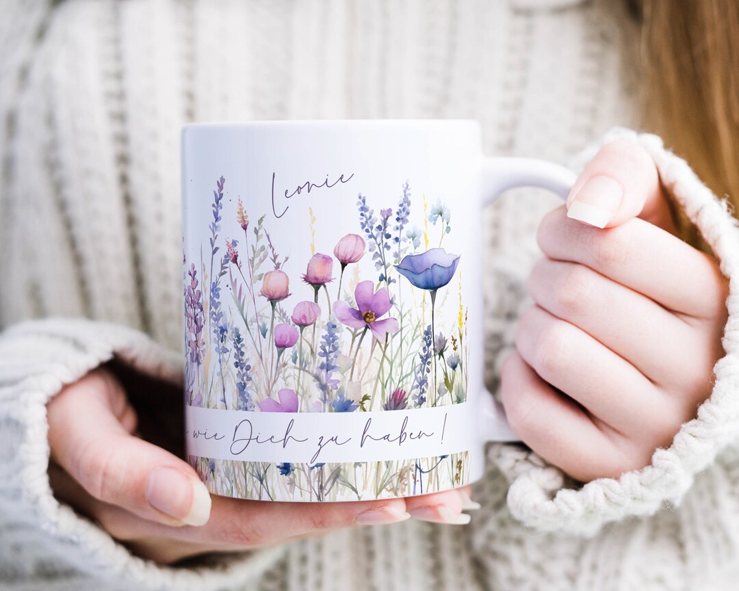 Ceramic Mug Personalized With Name Mug Flowers Wildflowers Mug Mugs ...