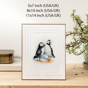 Giclée Fine Art Print Puffin Puffins Bird Painting Watercolor Museum ...