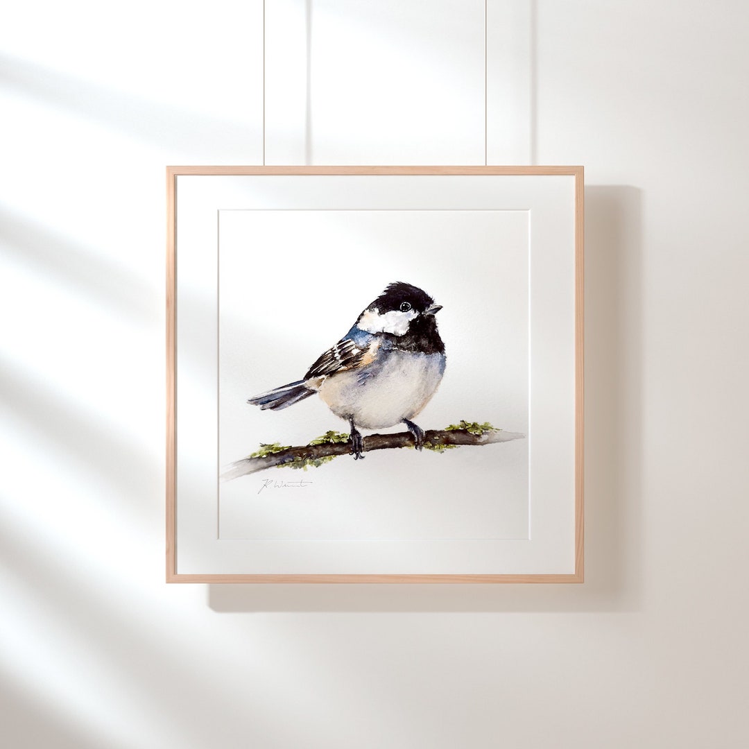 Fine Art Print Nursery Decor - Animal Watercolor Painting - Coal Tit ...
