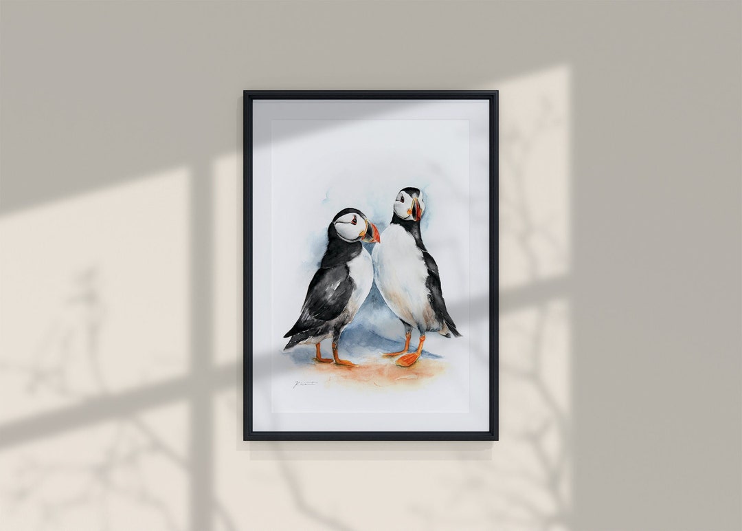 Giclée Fine Art Print Puffin Puffins Bird Painting Watercolor Museum ...