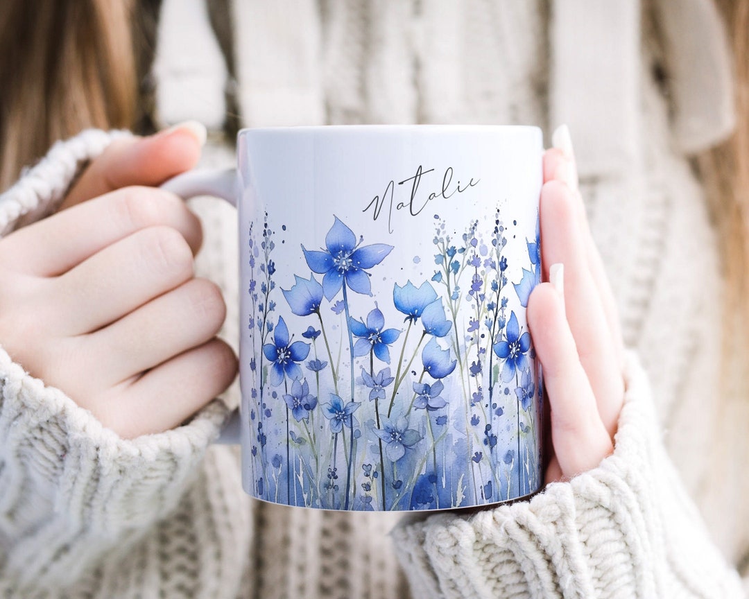 Coffee Mug Cup Personalized With Name Cup Flowers Wildflowers Cup Cups ...