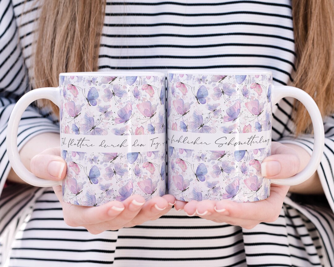 Keramik Tasse Mit Spruch: ich Flattere Durch Den Tag Wie - Etsy