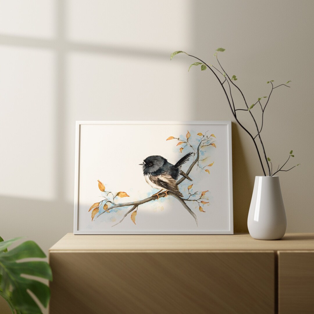 Maori Flycatcher Bird Watercolor Art Print Bird Watercolor Paintings ...