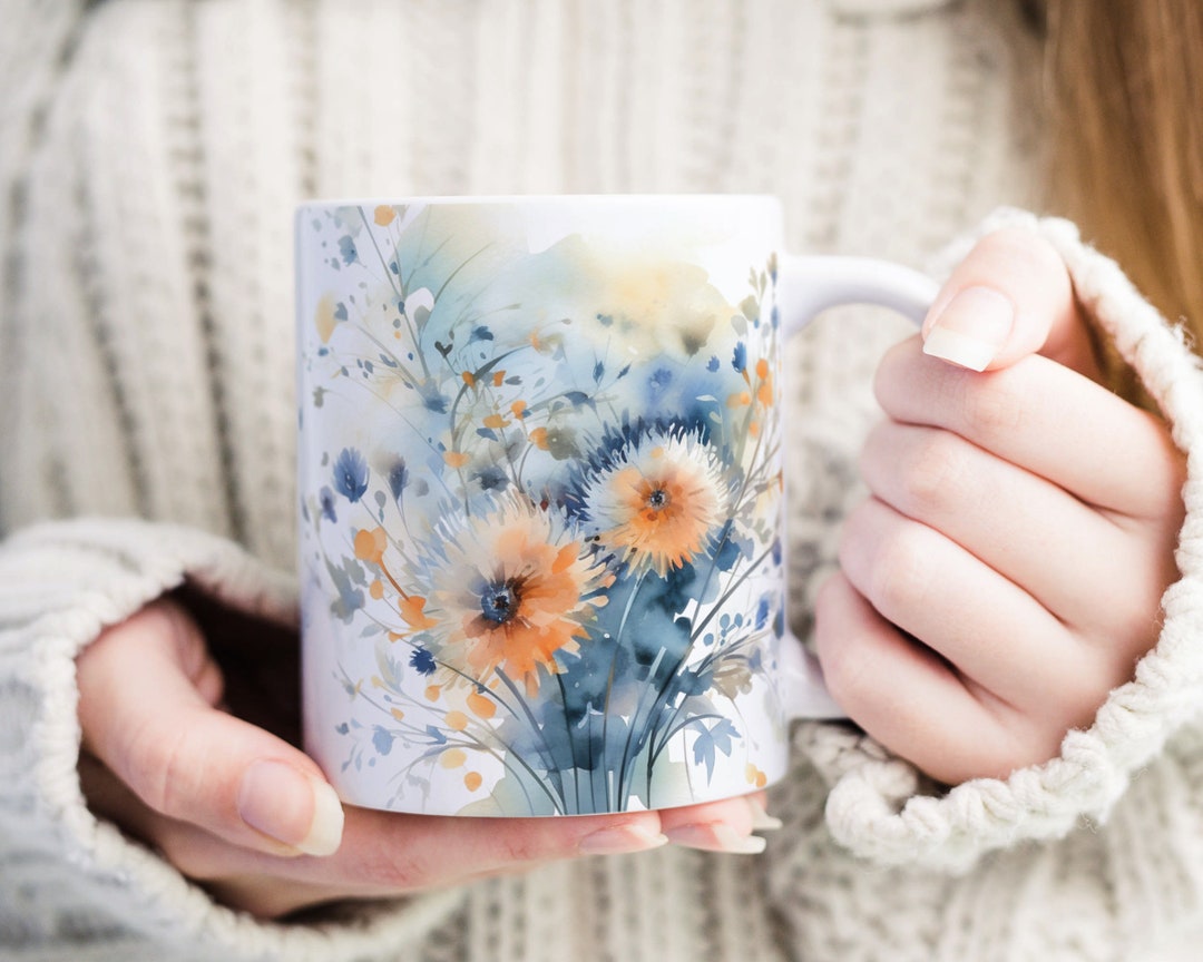Ceramic Mug Personalized Coffee Mug Watercolor Wildflowers Mugs Gifts ...