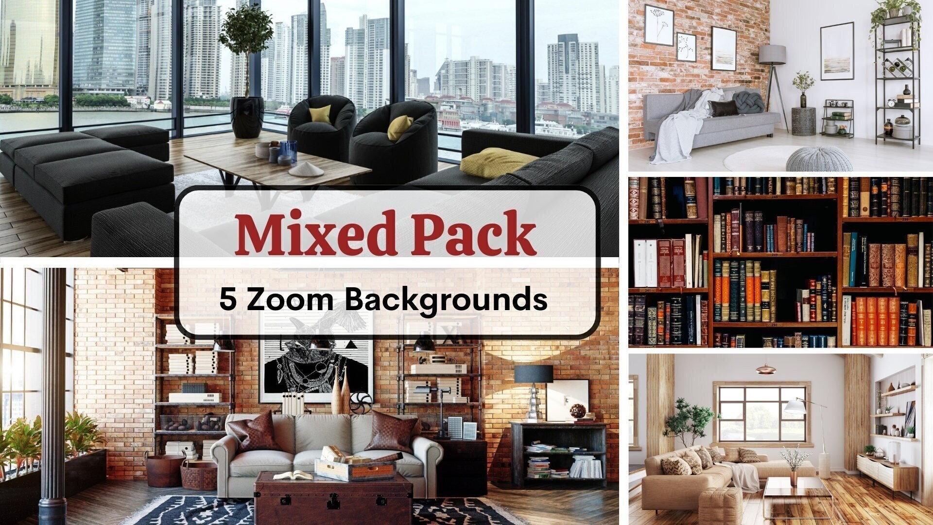 Zoom Background Digital Backdrop, Modern Living Room Backdrop, Office ...