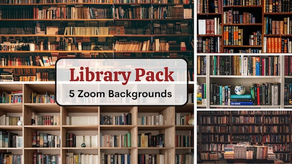 Zoom Background Library, Virtual Bookshelf, Backdrop,