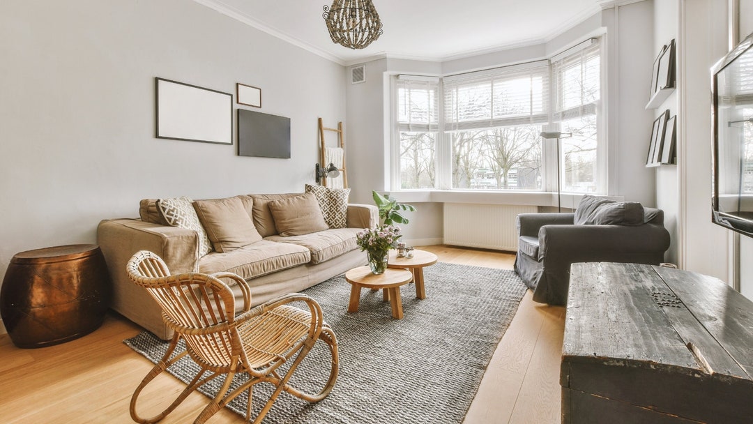 Zoom Background Digital Backdrop, Cozy Modern Living Room Backdrop ...